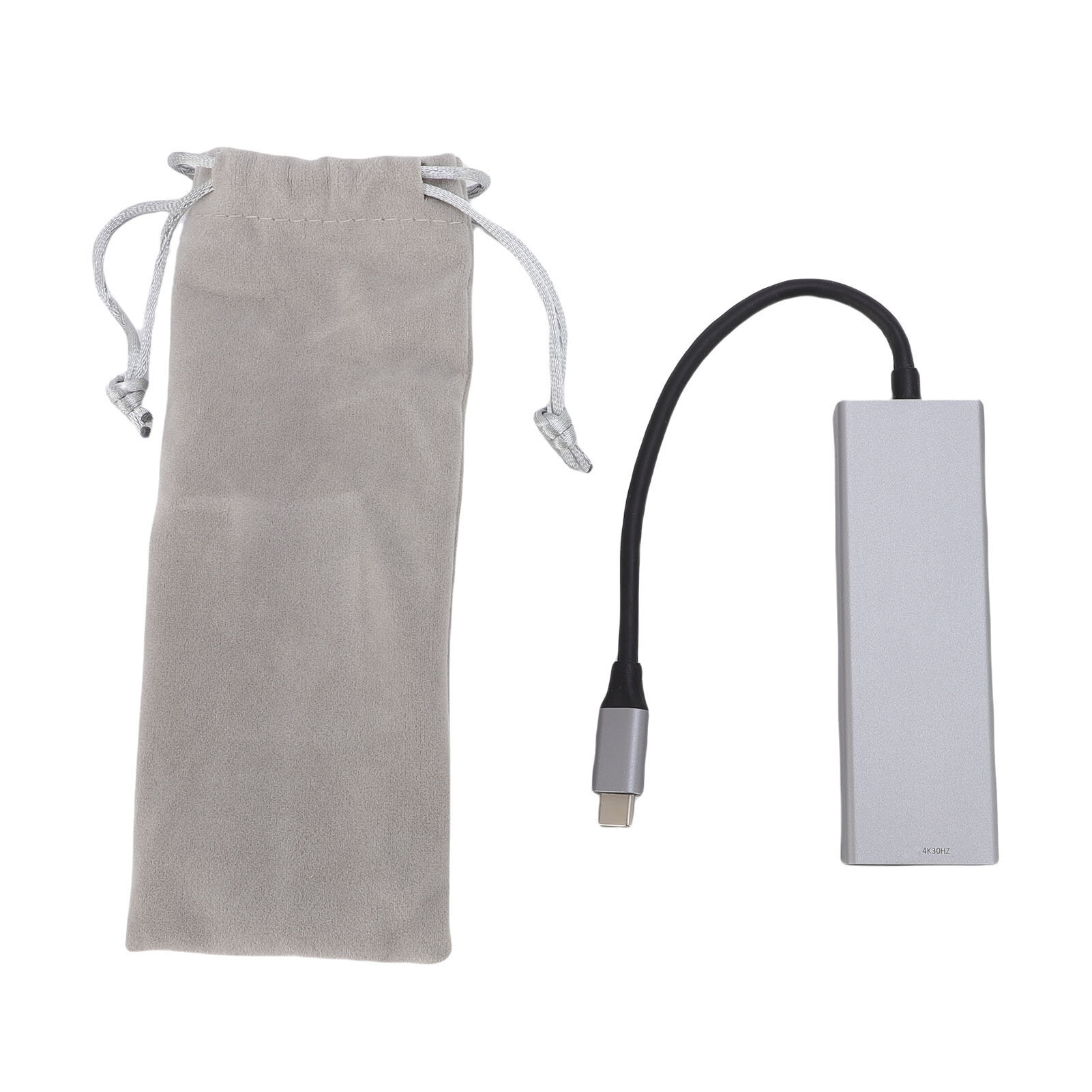 USB-C-хаб, многопортовый адаптер 5-в-1, потрясающая док-станция для ноутбуков и планшетов с 4K-дисплеем, серый корпус из алюминиевого сплава.