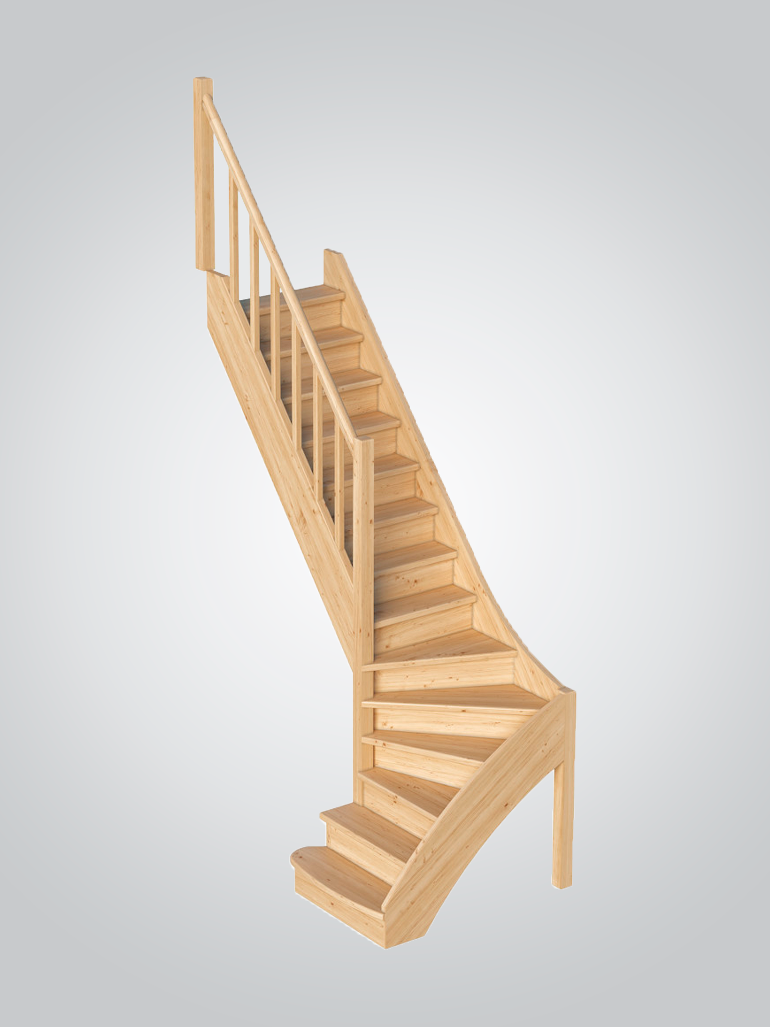 Лестница на второй этаж ЛС-07м/5 Левая с подступенками под покраску