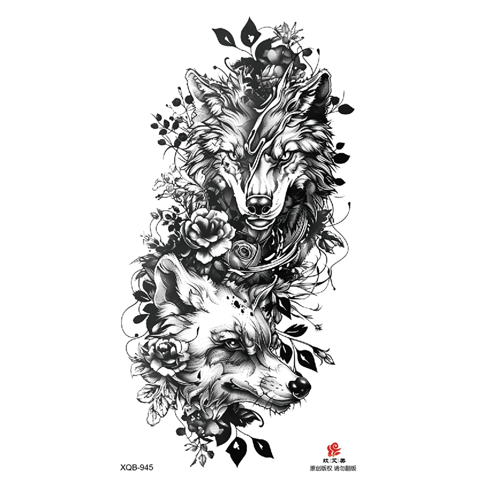 2025 New Waterproof Temporary Tattoo Sticker Fire Forest Lion Wolf Tiger Flash Tattoos Man Crown Body Arm Fake Tatoo