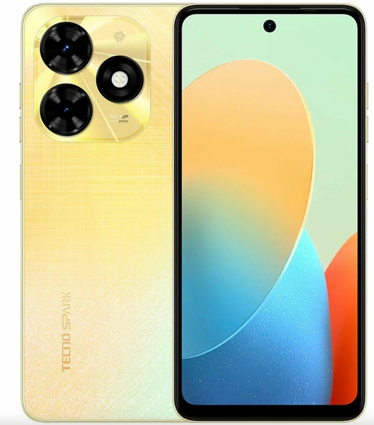 Смартфон Tecno SPARK 20C 4/256 ГБ Ростест, Dual nano SIM, Золотой Б/У уценка