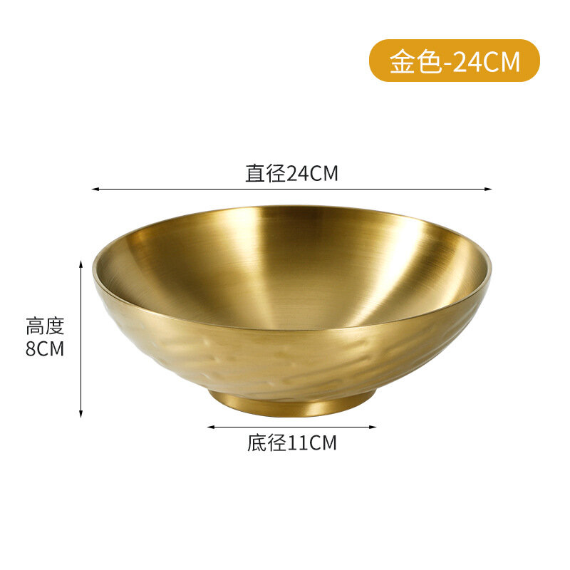Корейская стильная холодная лапша в золотой чаше из нержавеющей стали 304, диагональная чаша, двойной слой, большая суповая чаша, рамен чаша, рисовая чаша, чаша для улиточной лапши