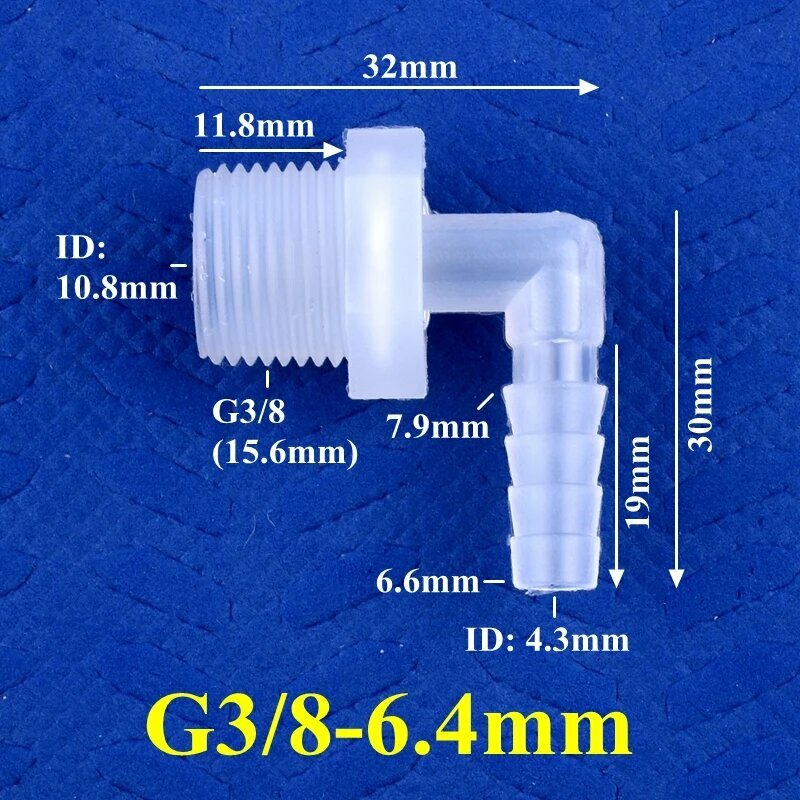 SgooHan пищевой полипропилен пагода локтевой соединитель G1/8~3/8 Белый, G3I8-6.4mm, 5 Pieces