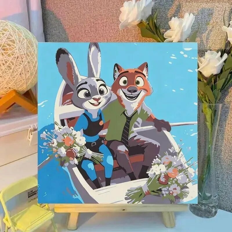 Картина по номерам на холсте с подрамником 20х20, Рождественские подарки для друзей, Зверополис