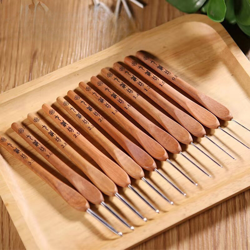 Вязальный крючок третьего поколения с деревянной ручкой из жужубы, набор из нержавеющей стали для ручного вязания, инструмент для ручного вязания