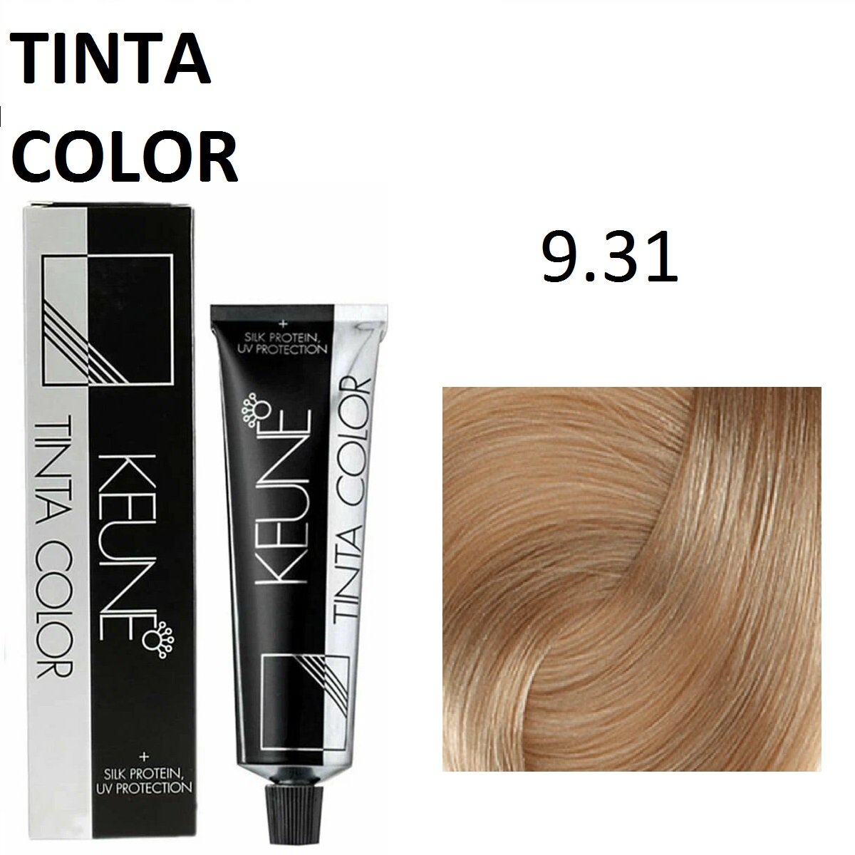 Keune Tinta Color 9.31 стойкая краска для волос, Очень Светлый Блонд Золотисто Пепельный 60 мл