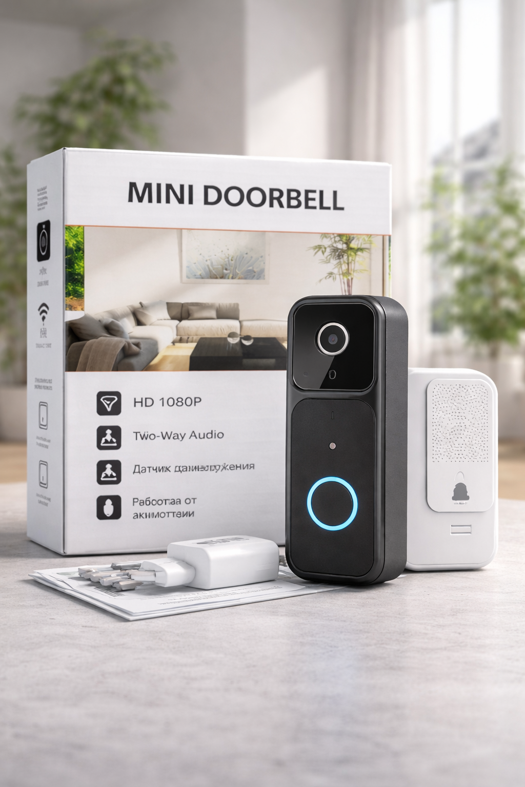 Беспроводной дверной видеозвонок Mini Doorbell с Wi-Fi, камерой 1080P и двусторонней связью