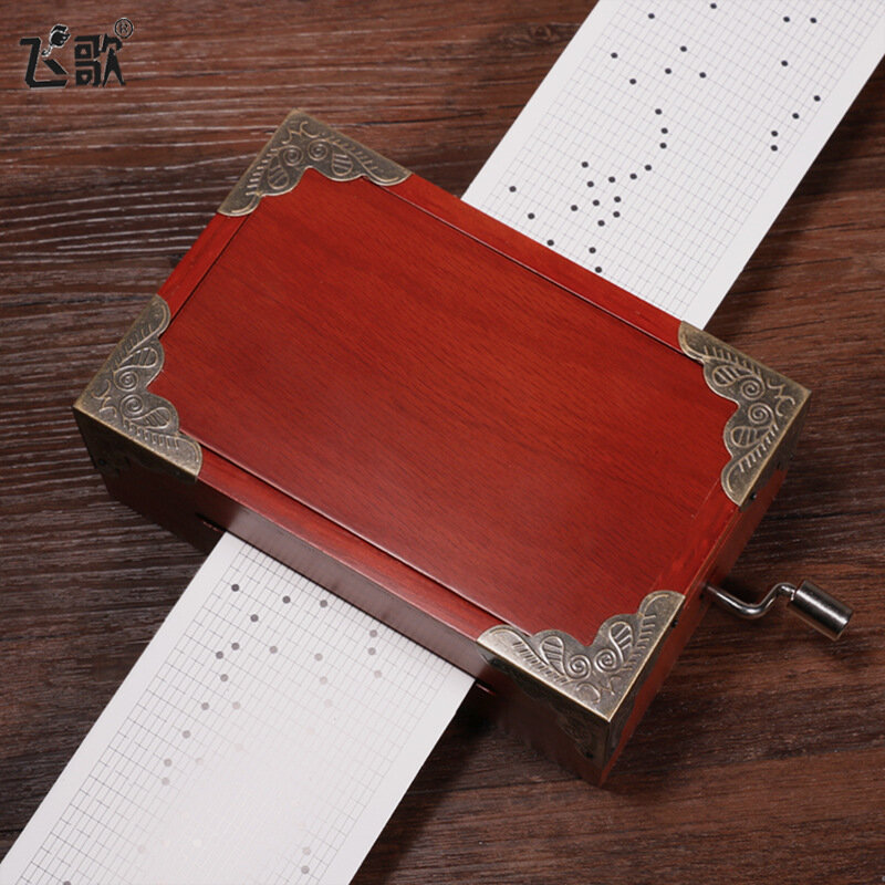 Музыкальная шкатулка Feige 15/30 тонов с ручным приводом и нотами, винтажная деревянная DIY шкатулка с восемью тонами, креативный подарок DIY