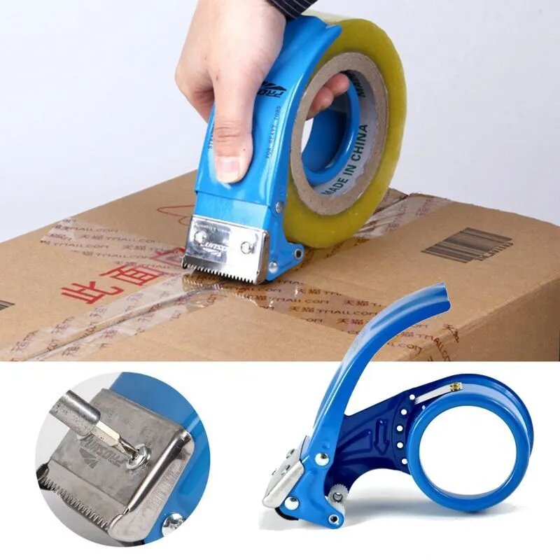 Диспенсер для клейкой упаковочной ленты шириной 50 мм. синий, держатель канцелярский для скотча.