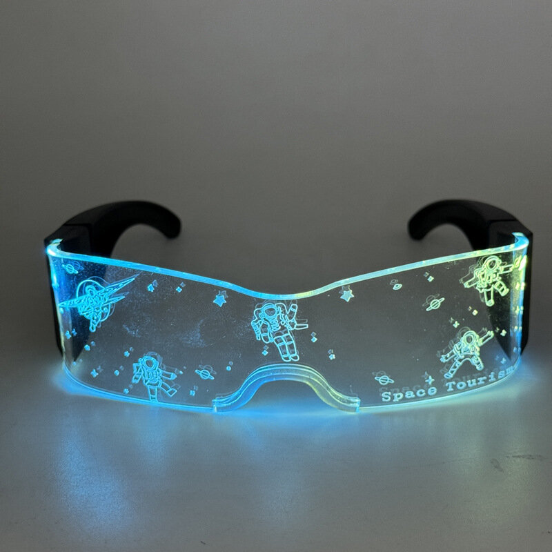 Оптовая продажа складных цветных светящихся очков из акрила в техно-стиле для баров, музыкальных фестивалей и дискотек