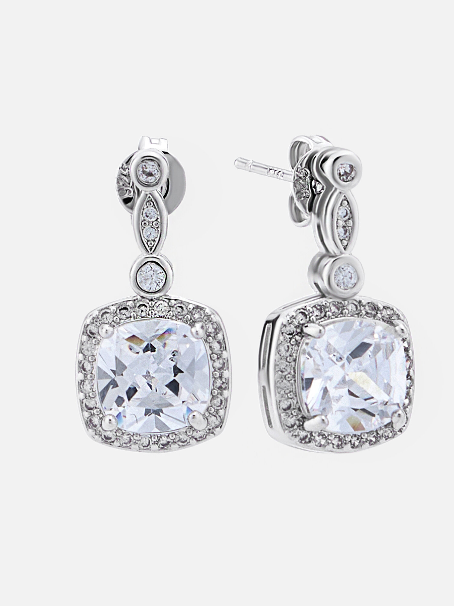 Серьги пусеты, циркон