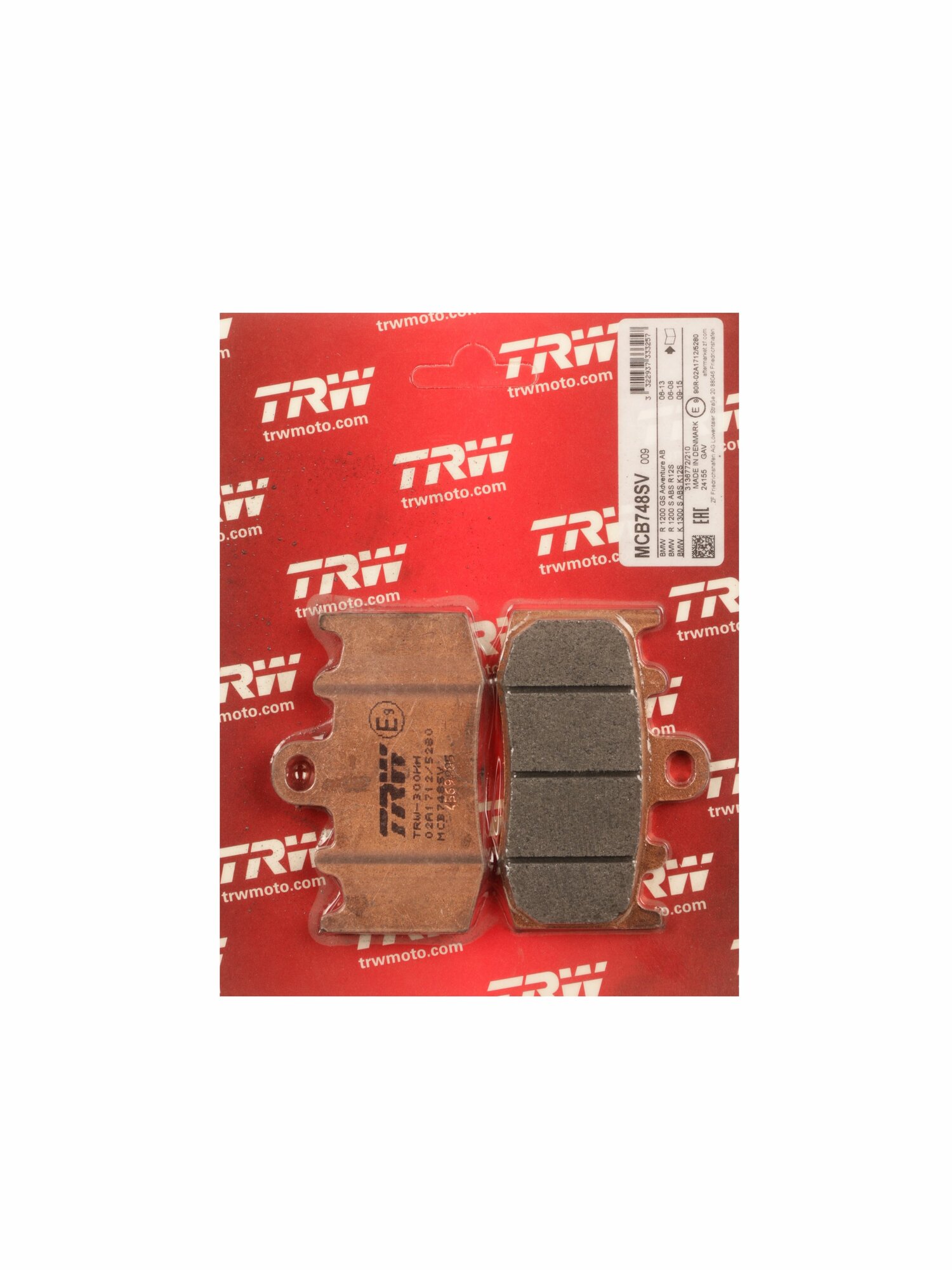 Колодки тормозные дисковые для мото передние TRW (MCB748SV)