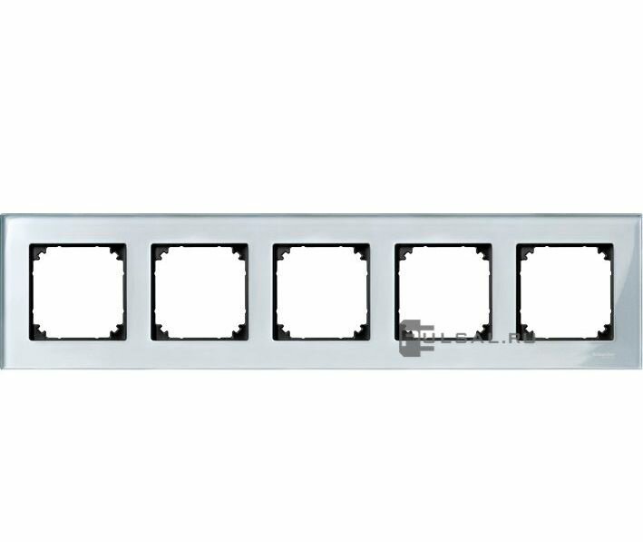 Рамка Merten 5 постов стекло алмаз серебристый M-Elegance MTN4050-3260