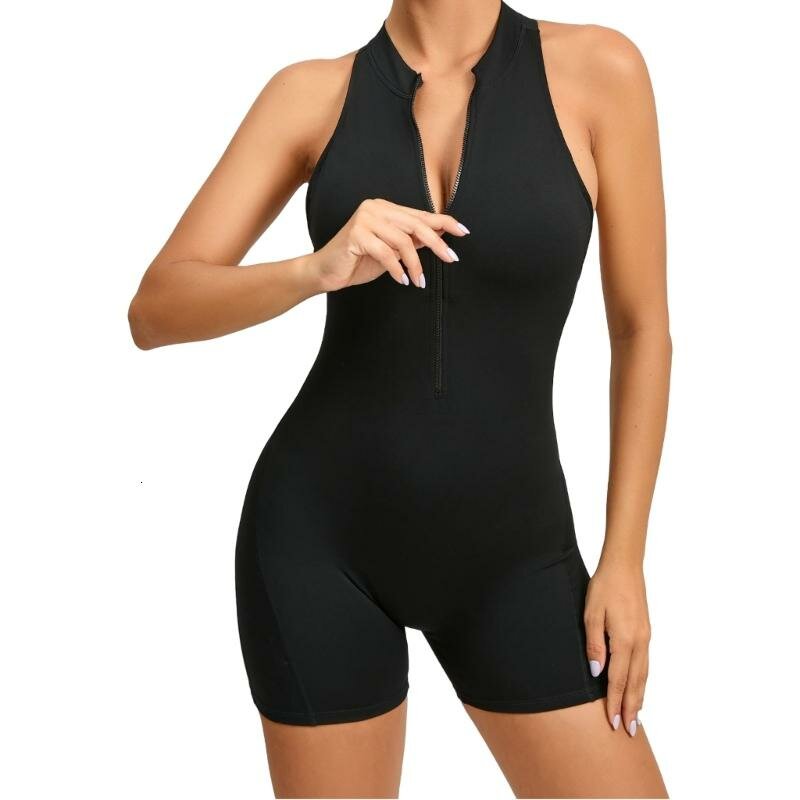 Женский бесшовный комбинезон для йоги, Черный - L