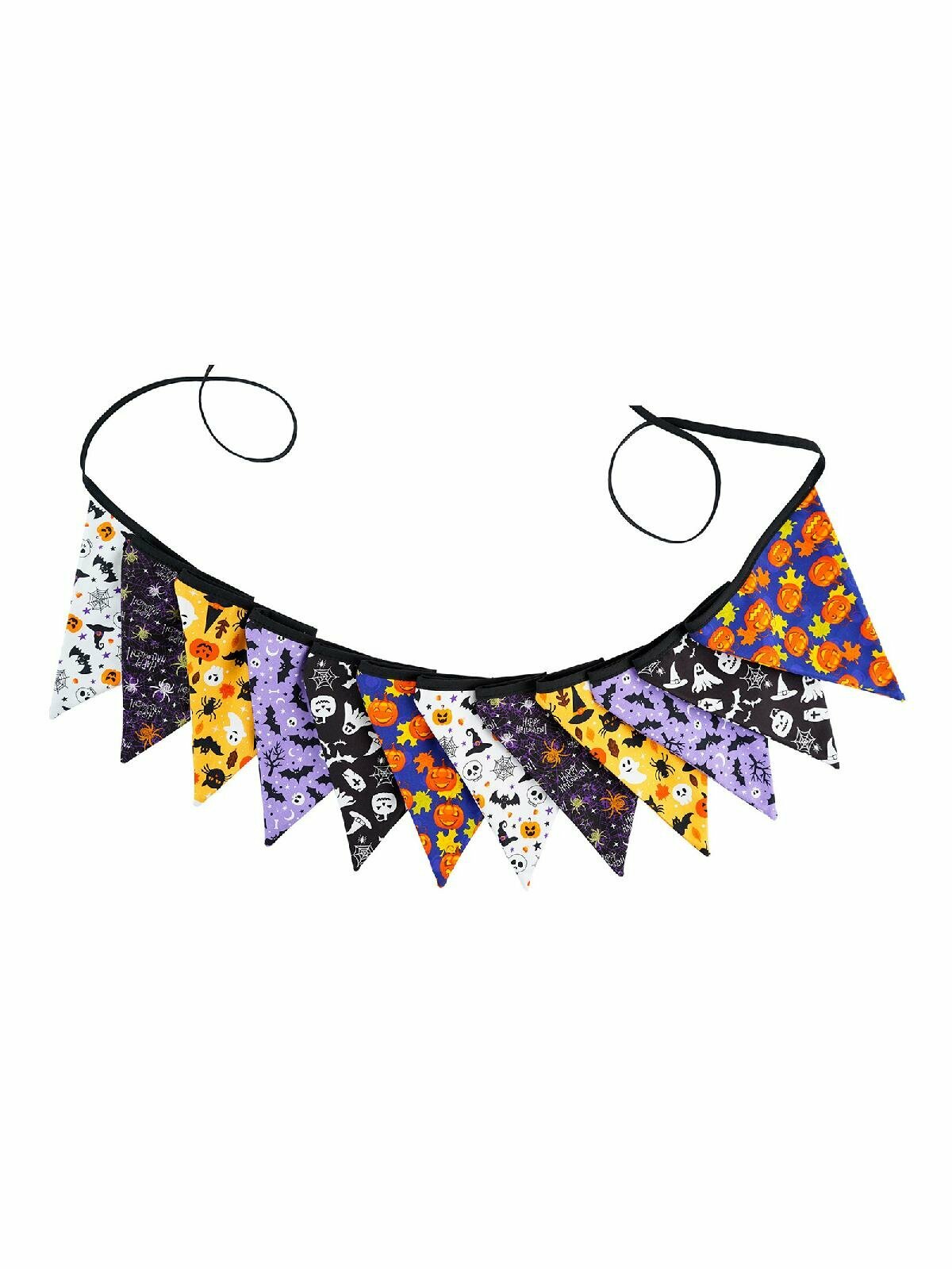 Треугольные флажки-вымпелы на Хэллоуин для оформления школьных и домашних витрин