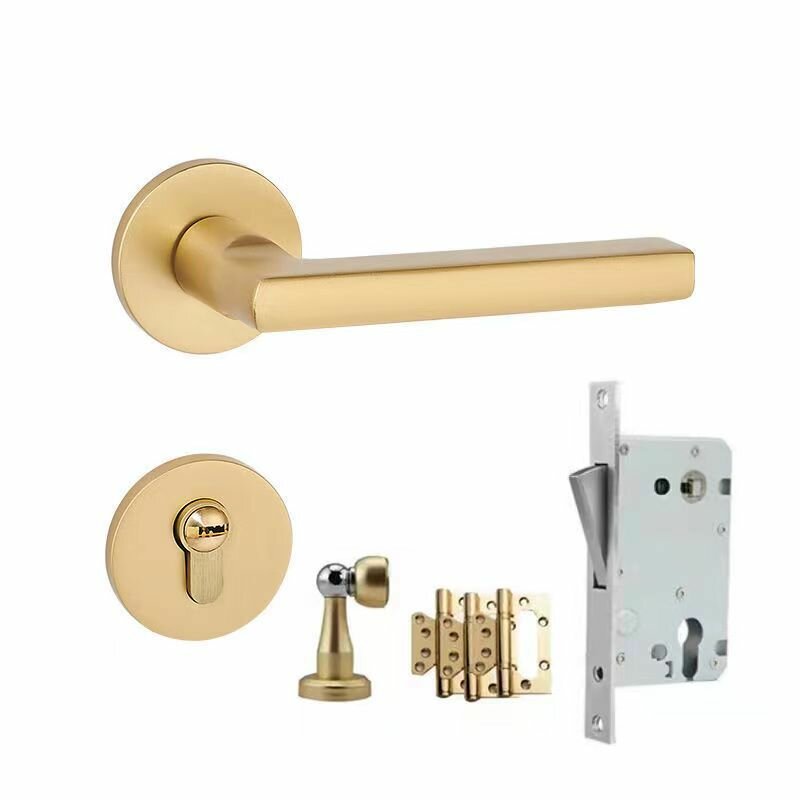 Золотой дверной замок для внутренней спальни, набор дверных замков в американском стиле, магнитный бесшумный дверной замок, ручка для деревянной двери