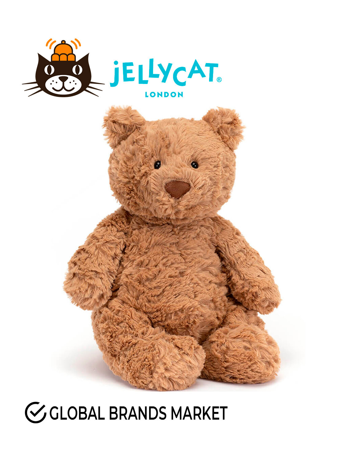 Игрушка плюшевая медведь JELLYCAT Bartholomew Bear мишка мягкий 22 cм, коричневый