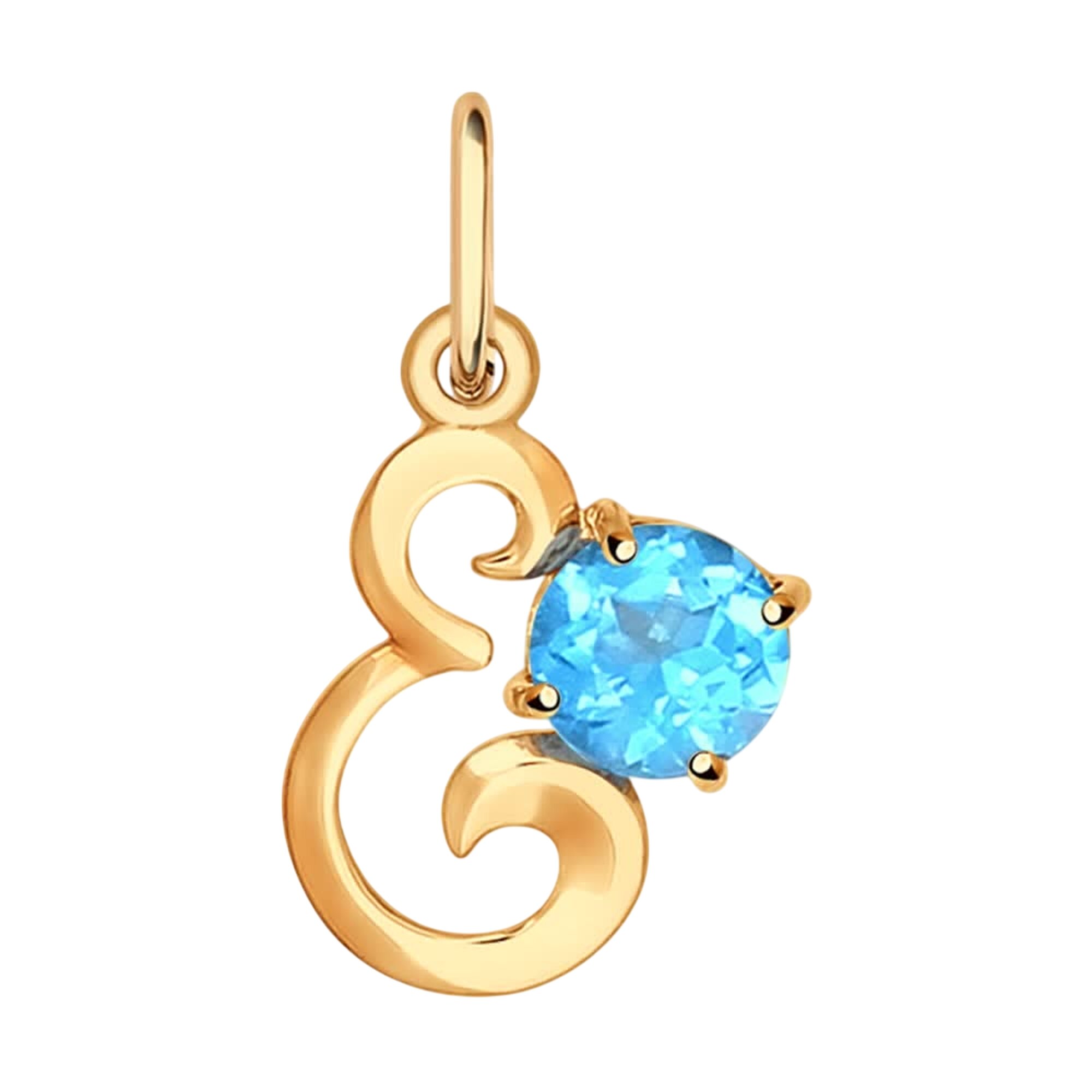 Подвеска, красное золото, 585 проба, топаз