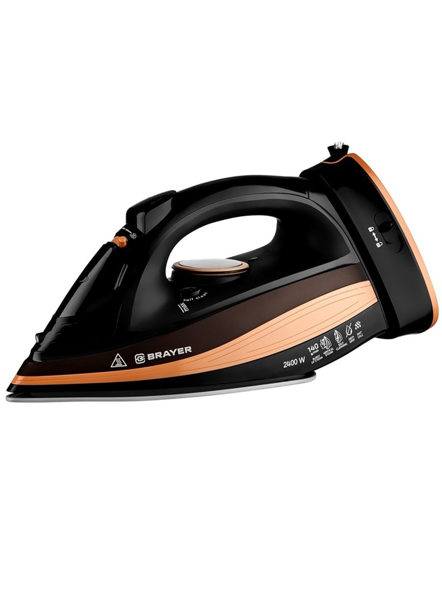 Утюг BRAYER 4010BR, 2400Вт, керамичекая подошва, паровой, 320 мл, беспроводной, коричневый 10893561