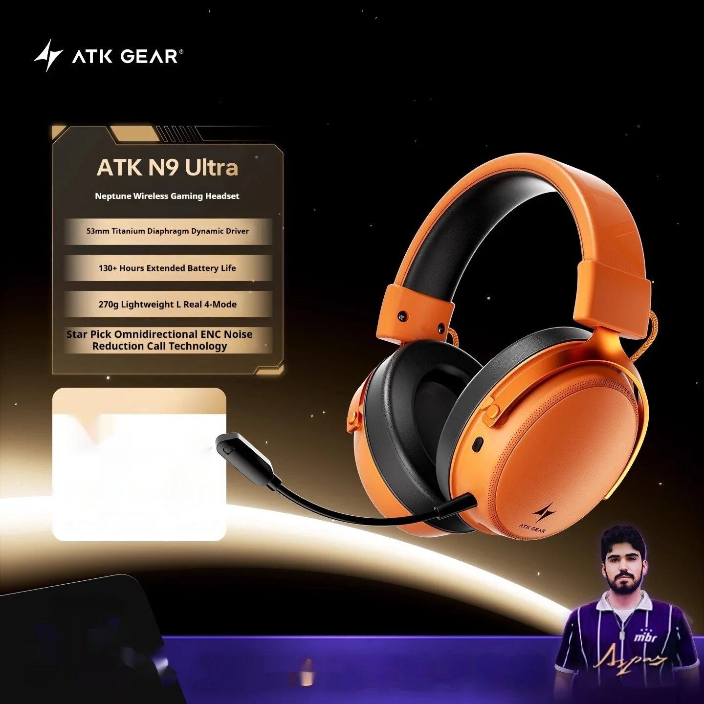 ATK N9 Pro Ultra беспроводные наушники N9 Ultra Orange