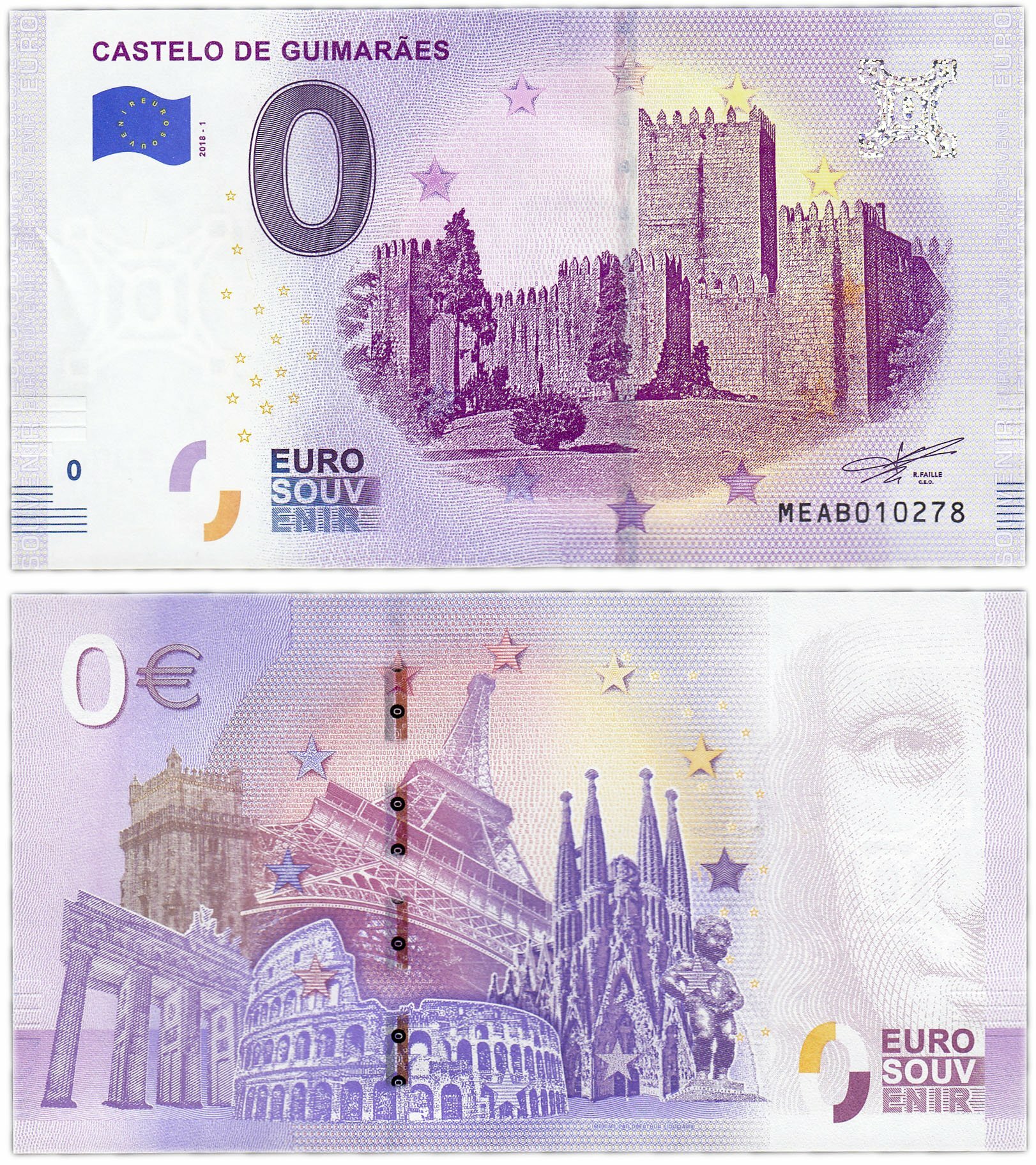 0 евро euro "Замок Гимарайнш" 2018 NEW