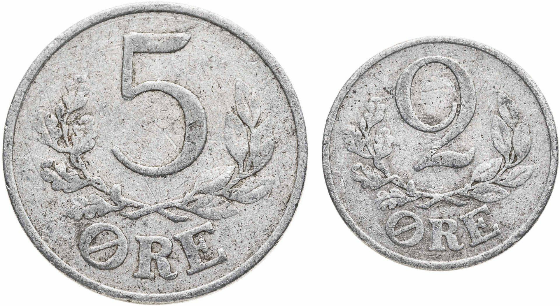 Дания набор монет 1941 2 шт , Цинк, в сохранности VF-XF