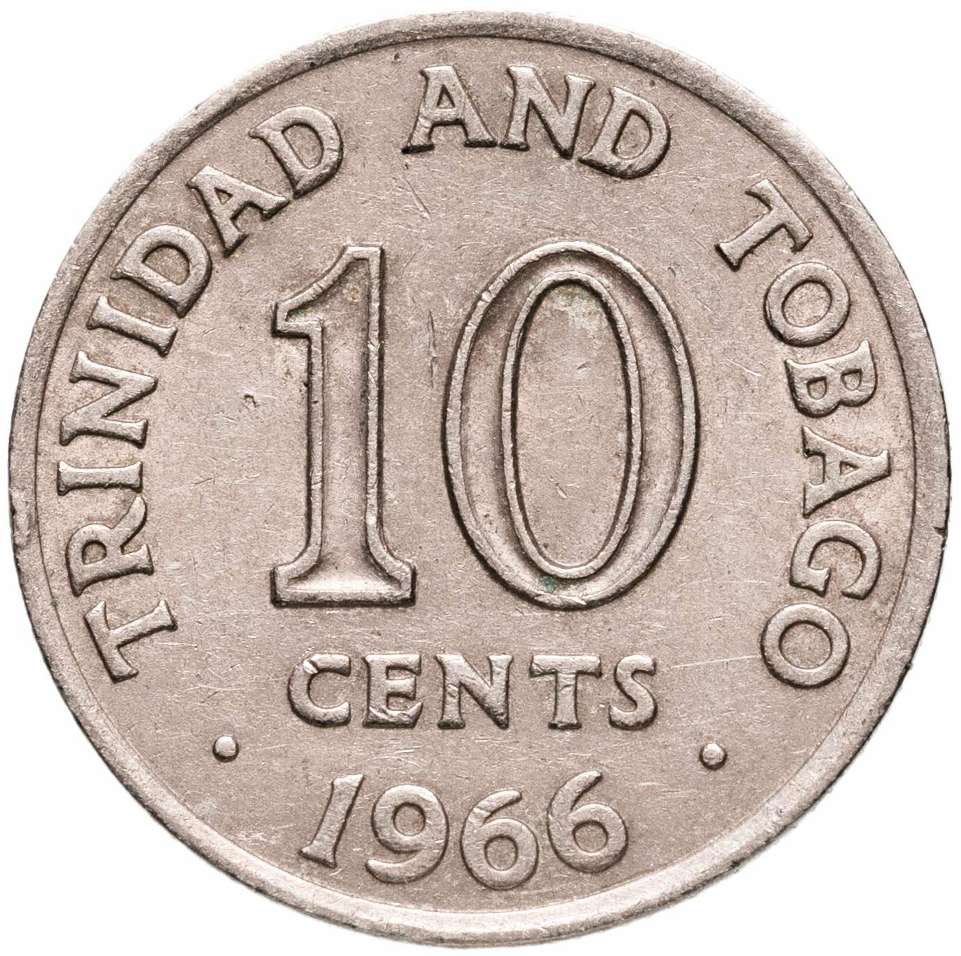 Тринидад и Тобаго 10 центов cents 1966-1972, Мельхиор медь-никель, в сохранности VF-XF