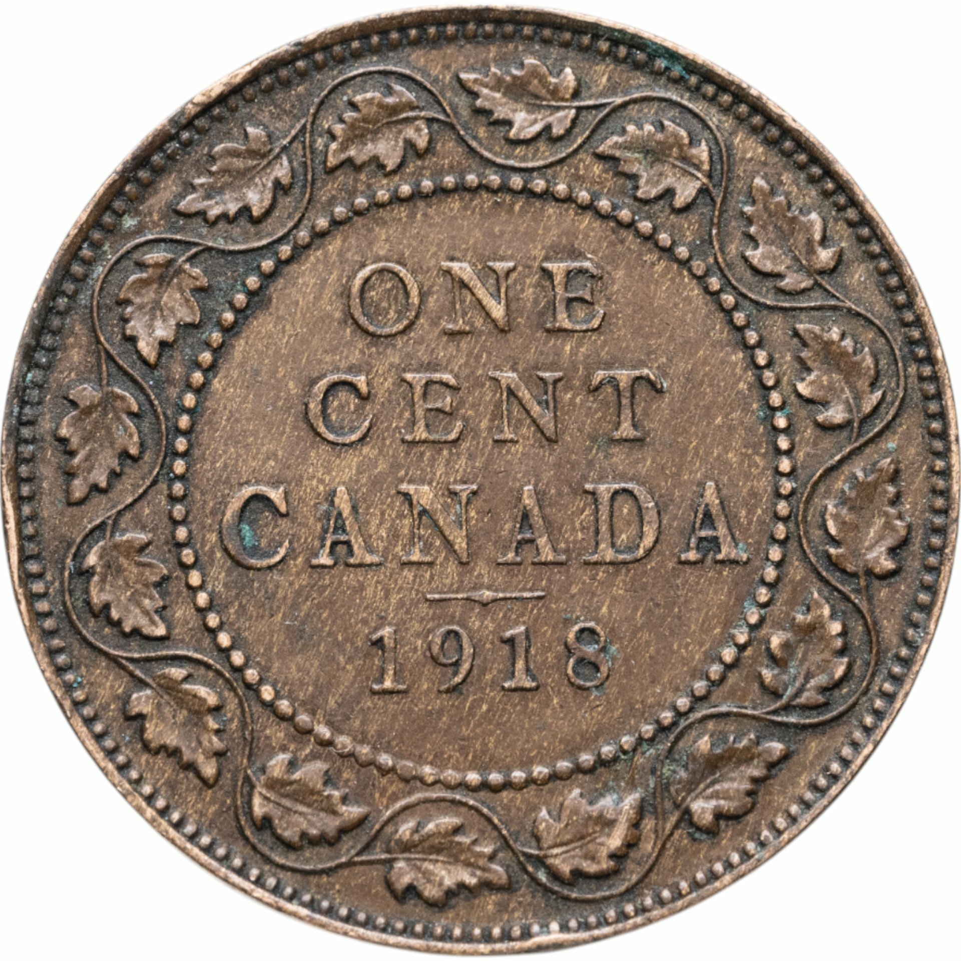 Канада 1 цент cent 1918, Бронза, в сохранности XF