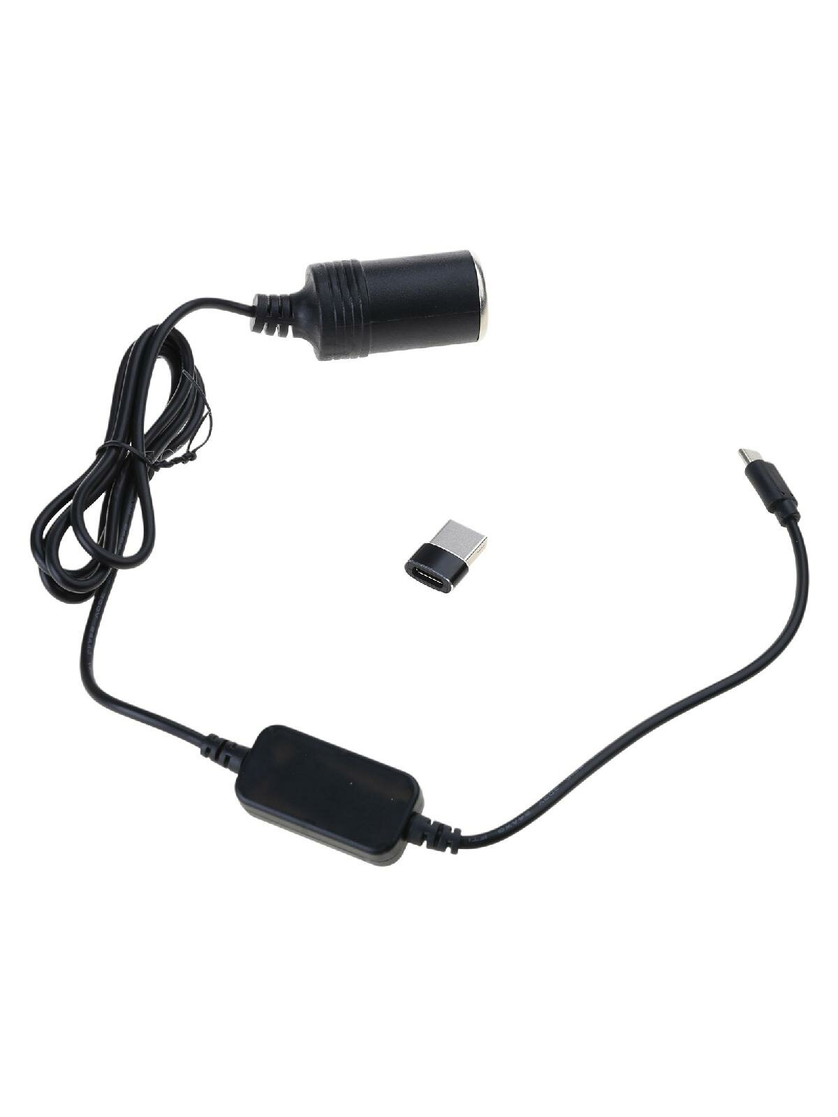 Портативный преобразователь USB C в розетку автомобильного прикуривателя 5 В к адаптеру 12V