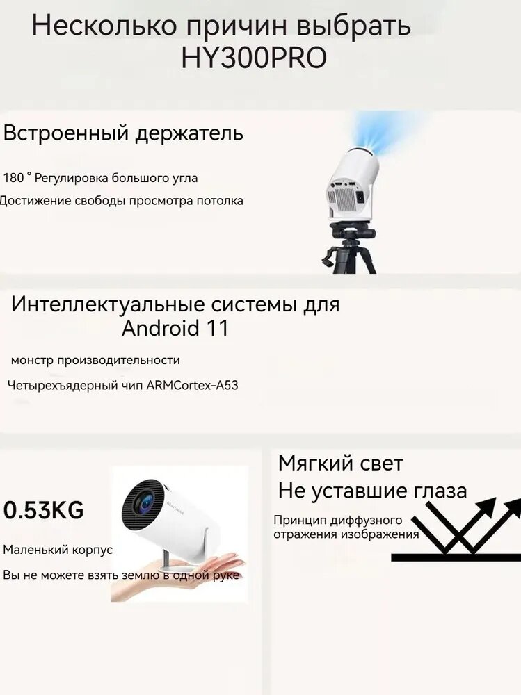 MAGCUBIC Гобо-проектор HY 300 PRO, белый, 1920x1080 Full HD, HDMI, USB, Wi-Fi — фото 1