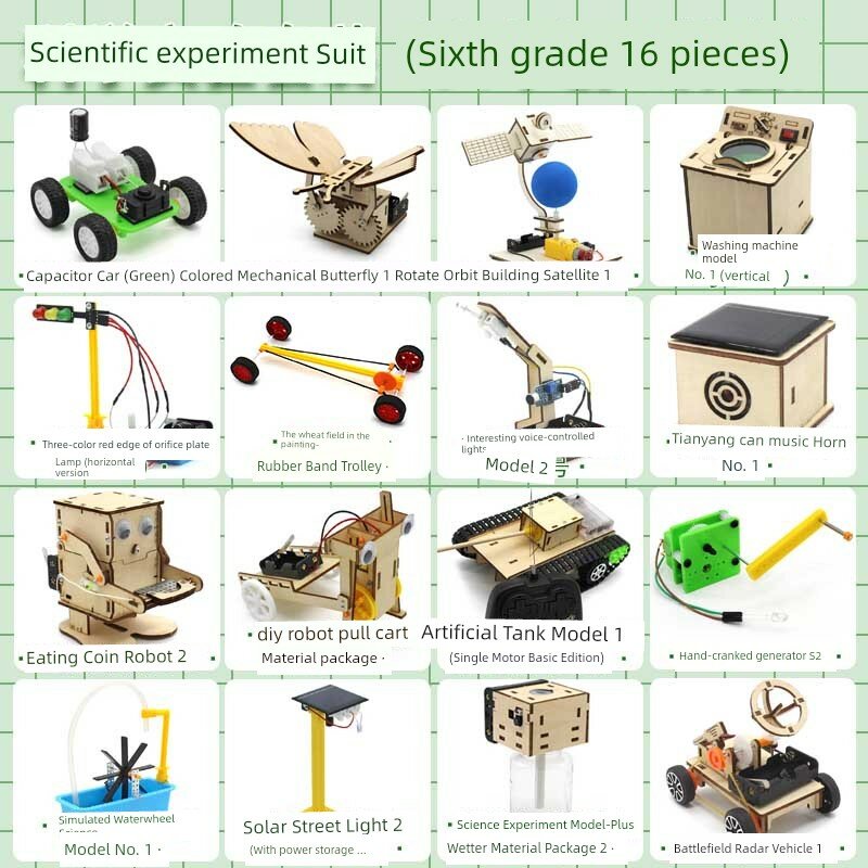 STEM Набор для научных экспериментов для 6 класса начальной школы, 16-предметный творческий обучающий набор