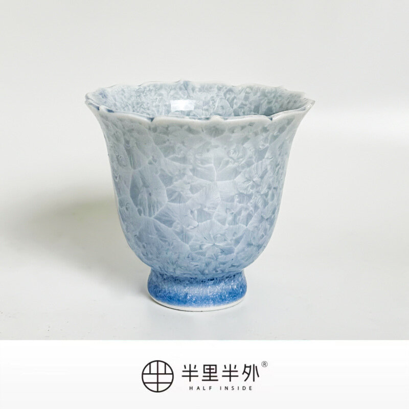 Кристальная глазурь, чашка мастера с цветочным рисунком, одиночная чашка, синяя, личная чайная чашка, керамическая чашка для дегустации, чашка для кунг-фу чая