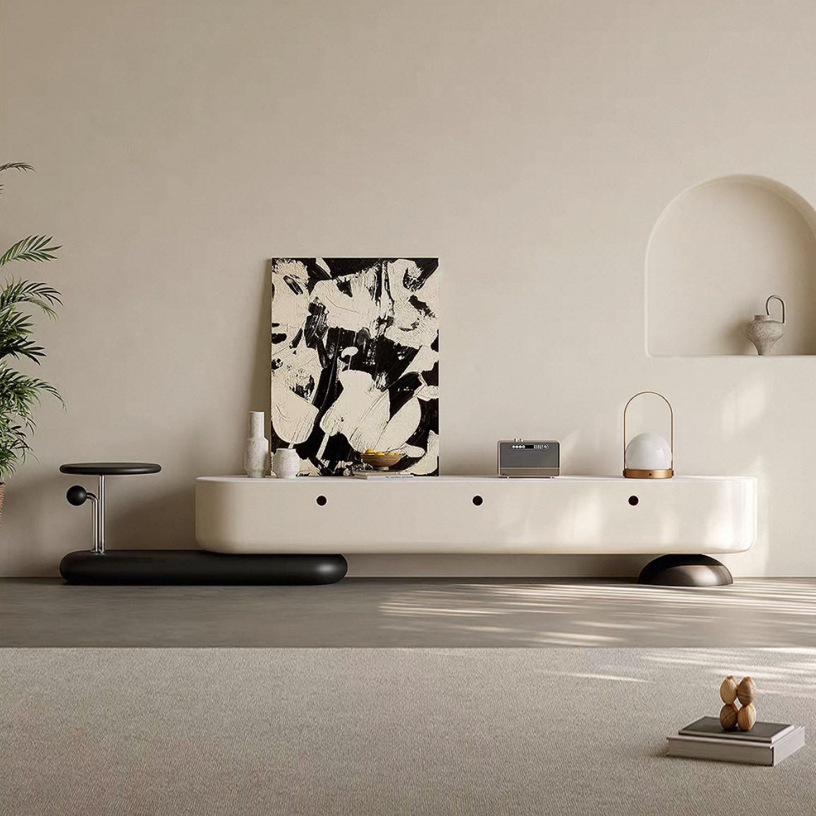 Интерьерная тумба под тв с выдвижными ящиками и приставным столиком Kaelo (Белый)