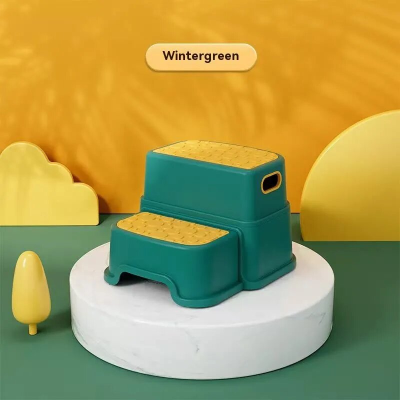 Табурет подставка для ног детская в ванную и туалет с двойной прорезиненной ступенькой до 100 кг / Табуретка для унитаза и раковины