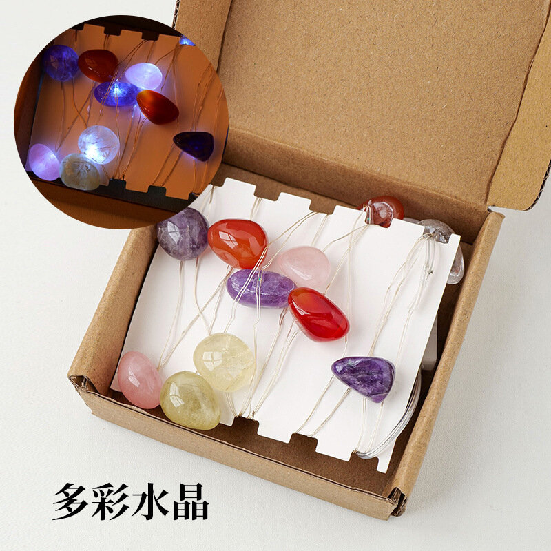 Натуральный розово-белый аметист, сырой камень, атмосферная лампа, длинная полоса, цветная лампа, гирлянда, рождественское украшение, ночник, праздничный подарок