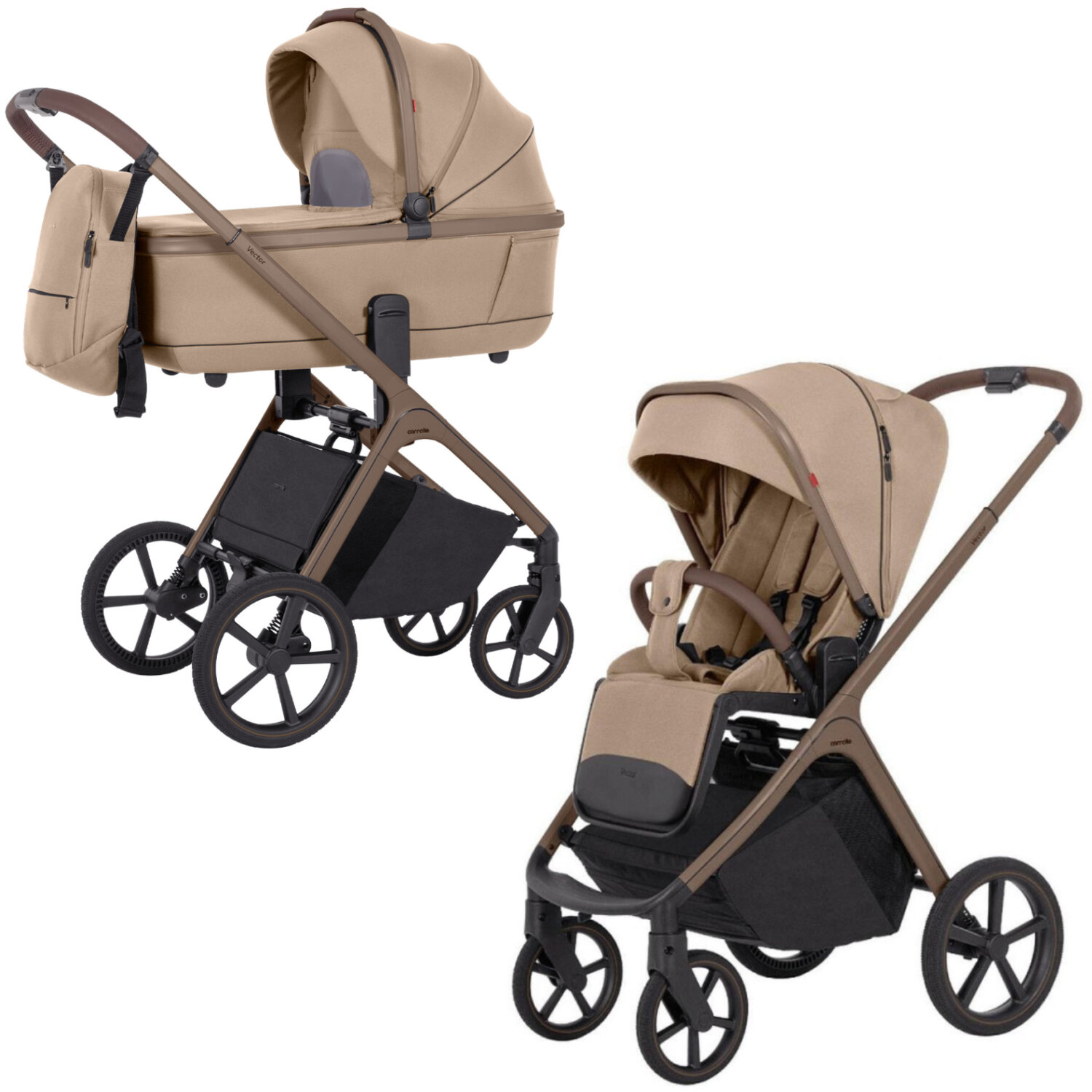 Коляска 2 в 1 CARRELLO Vector CRL-6550 Foam Beige, всесезонная, бежевый