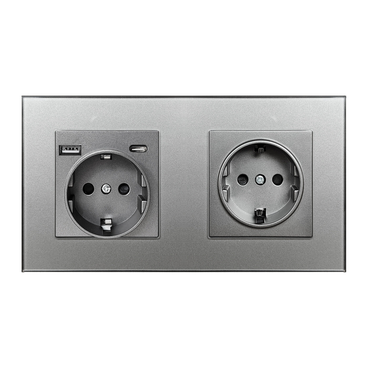 Настенная розетка R Series 86 типа европейского стандарта с USB и Type-C, стеклянная панель, скрытая круглая коробка для установки