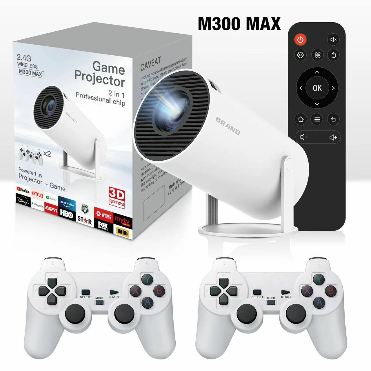 Цилиндрический игровой проектор HY300 713 HD 4k с контроллером, проектор 720p, игровой проектор