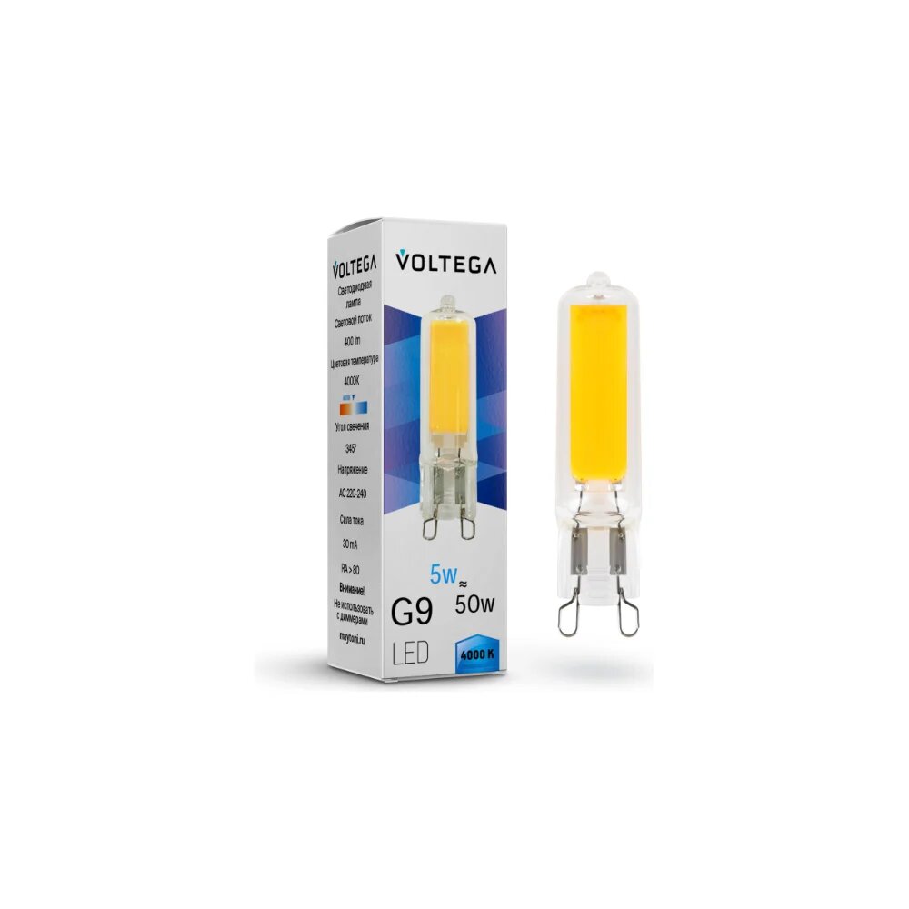 Светодиодная лампа VOLTEGA Simple Capsule 5W, 4000K, G9 7182