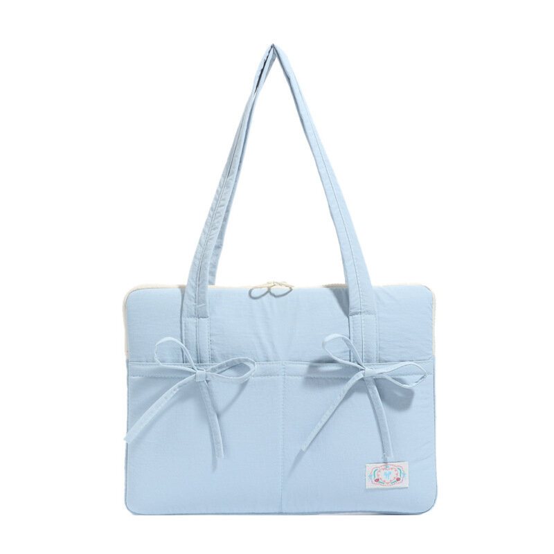 Японский и корейский стиль, свежая сумка с бантиком 14inch года, ручная сумка для ноутбука для девочек, кремового цвета, универсальная сумка для поездок, женская сумка