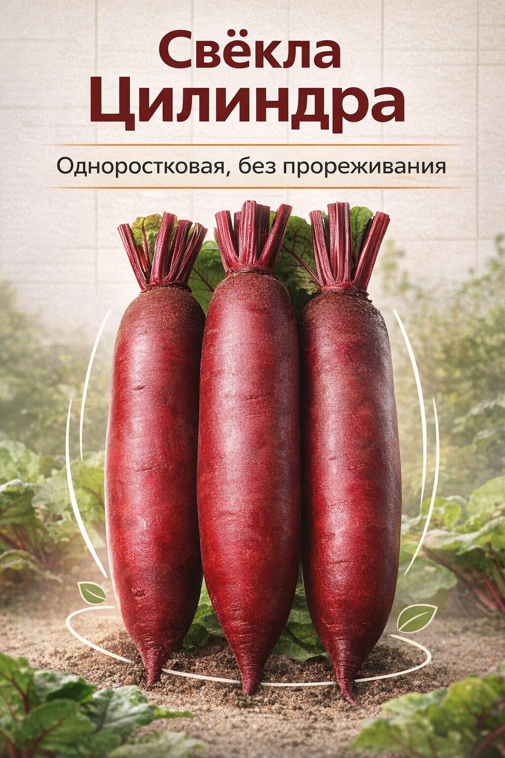Семена свёклы столовой Цилиндра одноростковая, без прореживания, для открытого грунта
