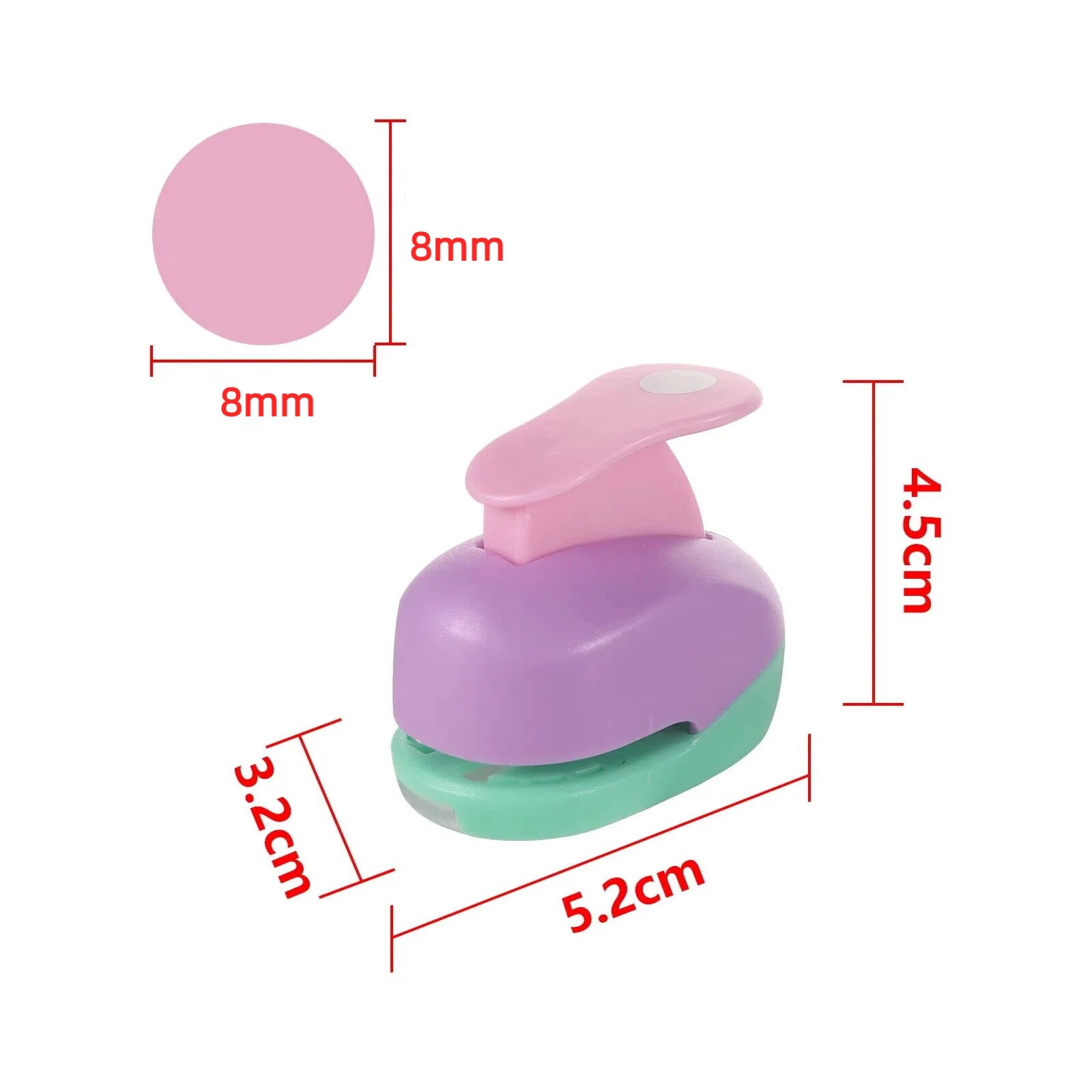 Дыроколы круглые MY Kraft Paper 8/16/25/38/50/75 мм Розовый, 8MM Color Random