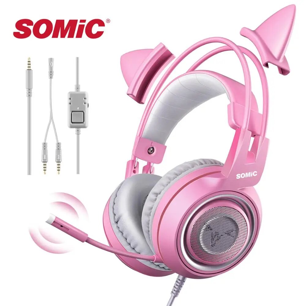 SOMIC G951S Pink розовые игровые наушники с микрофоном