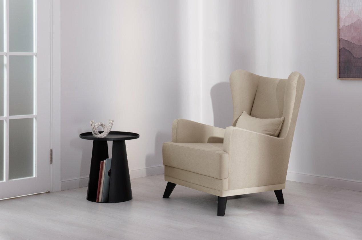 Кресло в гостиную мягкое Divan.ru Оксфорд Velvet Light, бежевый, велюр, с подлокотниками