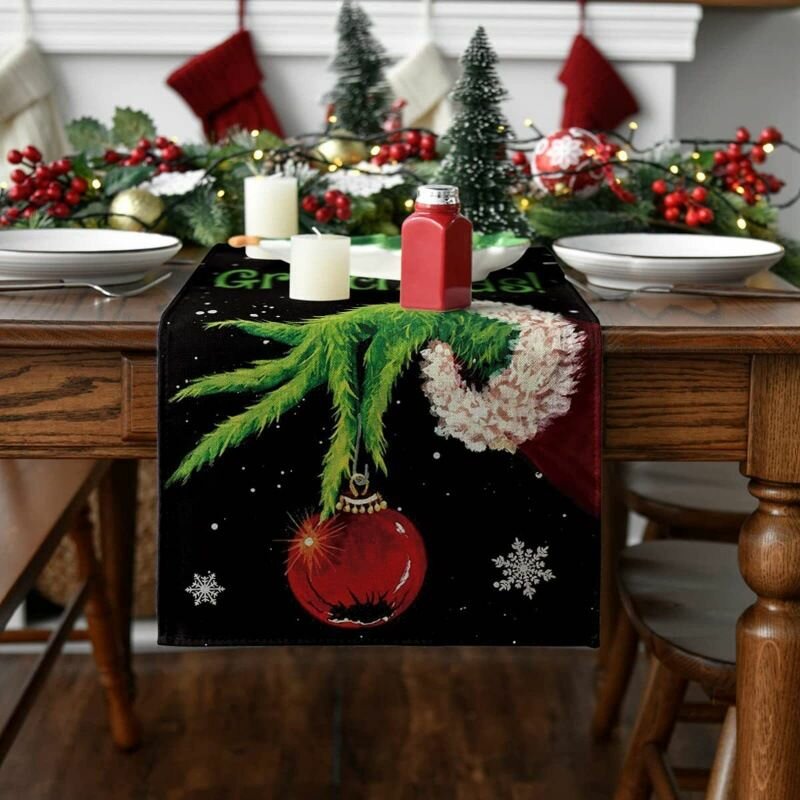 Льняной маслостойкий настольный коврик Grinch decorative table flag