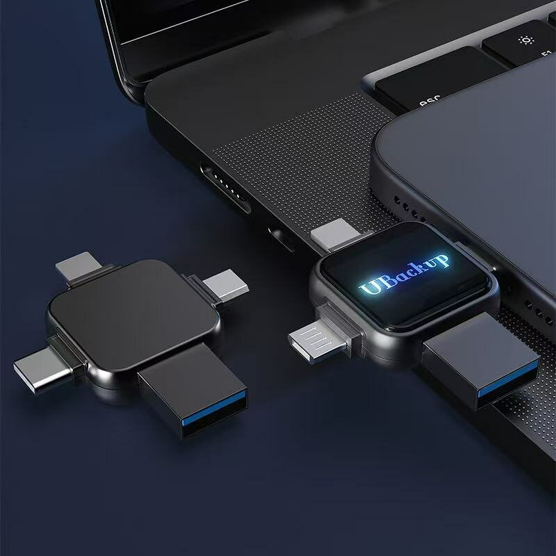 Оптовая продажа светящегося USB-флеш-накопителя 4-в-1, высокоскоростного, двойного использования для мобильных телефонов и компьютеров, большой емкости, металлический USB-накопитель