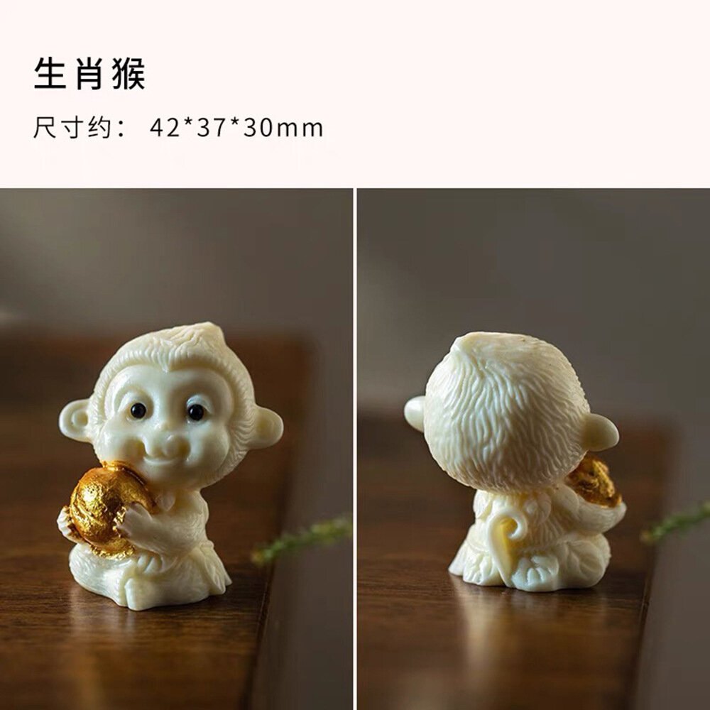 Резьба по фруктам цвета слоновой кости, позолоченные зодиакальные фигурки: крыса, бык, тигр, кролик, дракон, змея, лошадь, овца, обезьяна, курица, собака, свинья, настольное ремесленное украшение