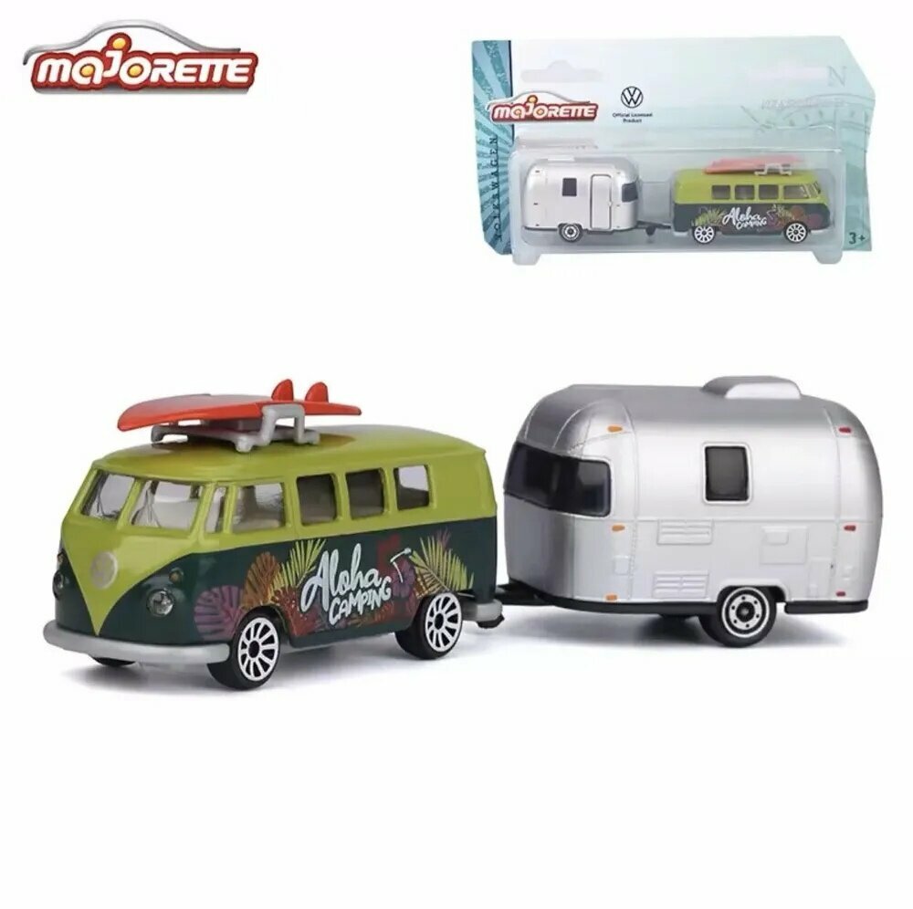 Машинка MajoretteVolkswagen T1 Aloha Camping W. Surfboard & Airstream Sport Trailer