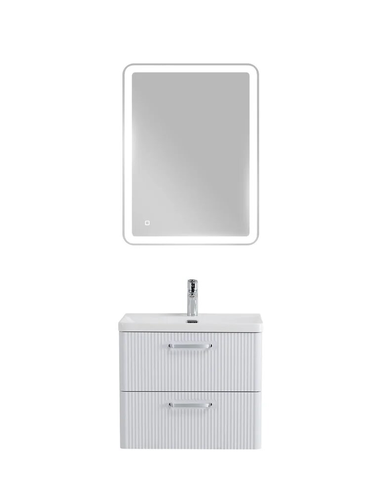 Мебель для ванной комнаты BelBagno Due 60 ручки хром полированный, bianco lucido
