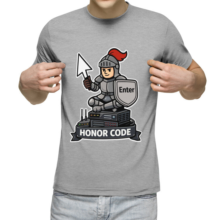 Мужская футболка «Ит рыцарь. Код и честь. Защитник» (серый меланж, 2XL)