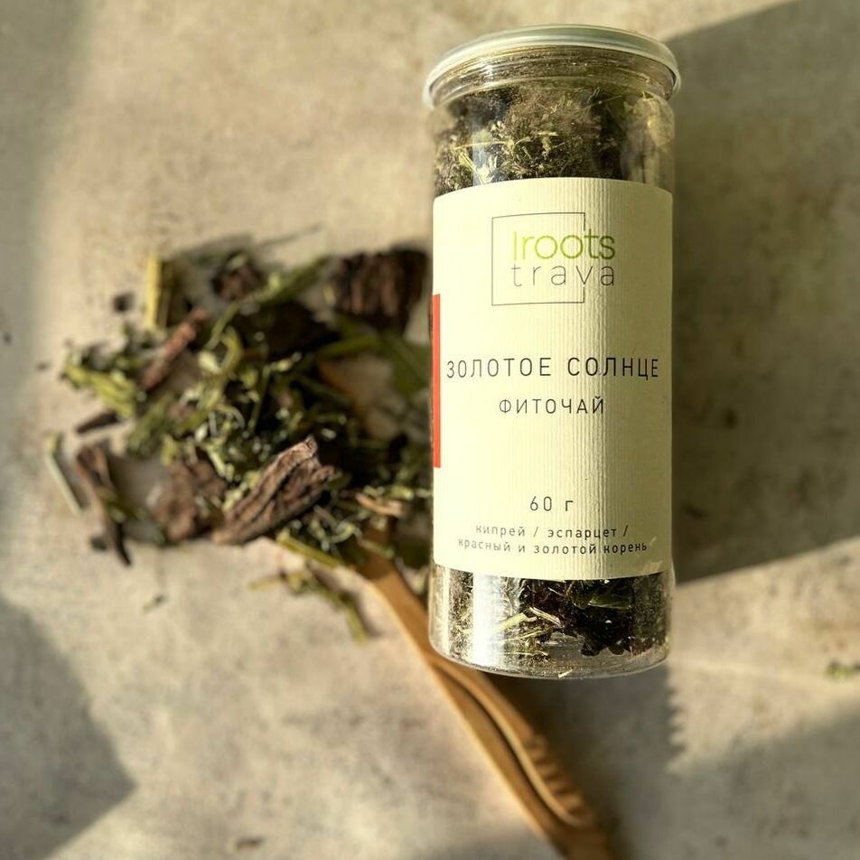 Травяной чай золотое солнце iROOTS TRAVA банка 60 г